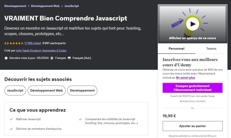 Top 4 des Meilleures Formations Javascript en 2025