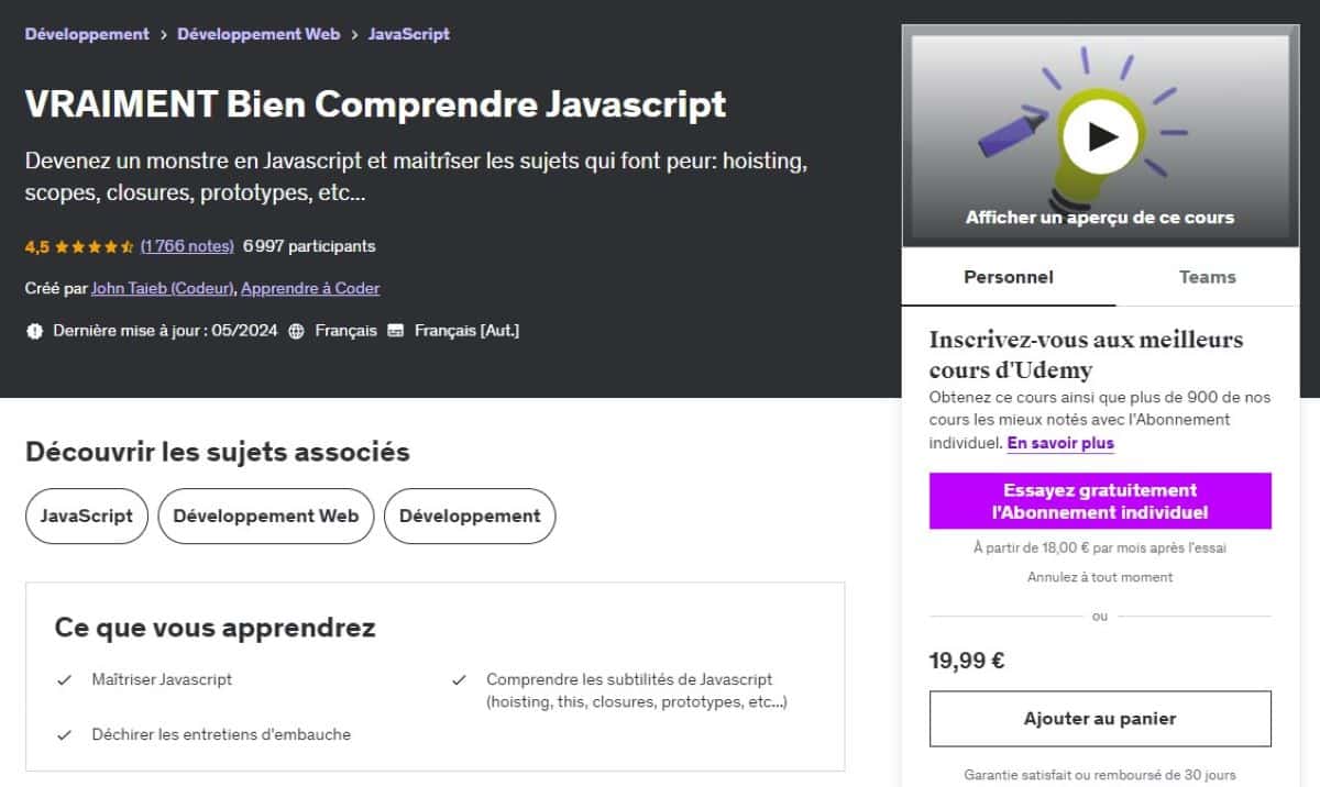 Top 4 des Meilleures Formations Javascript en 2025